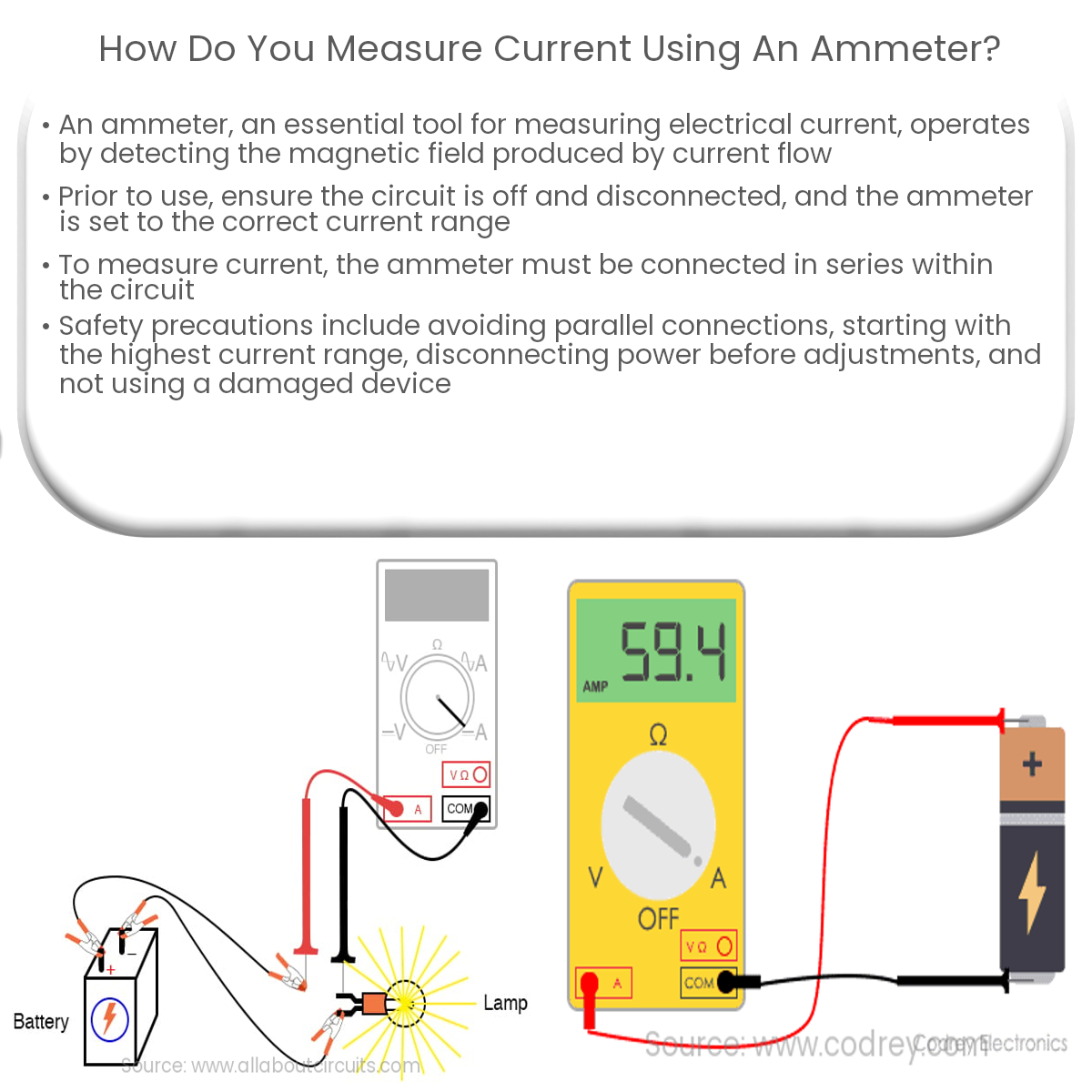 How do you measure current using an ammeter? How do you measure current using an ammeter?