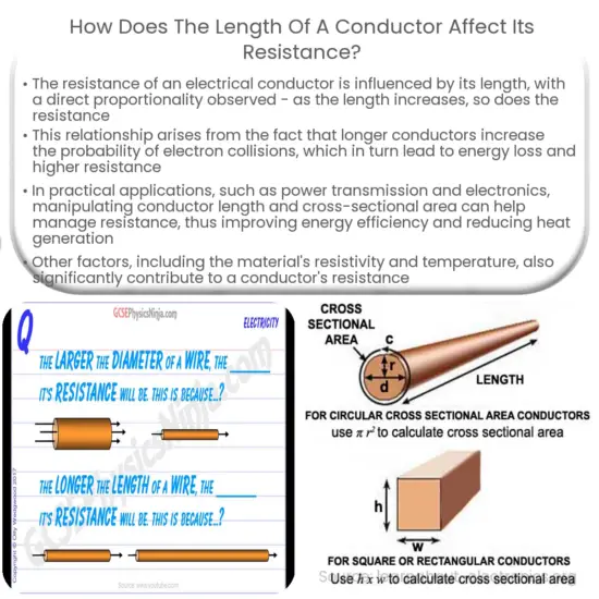 How does the cross-sectional area of a conductor affect its resistance?