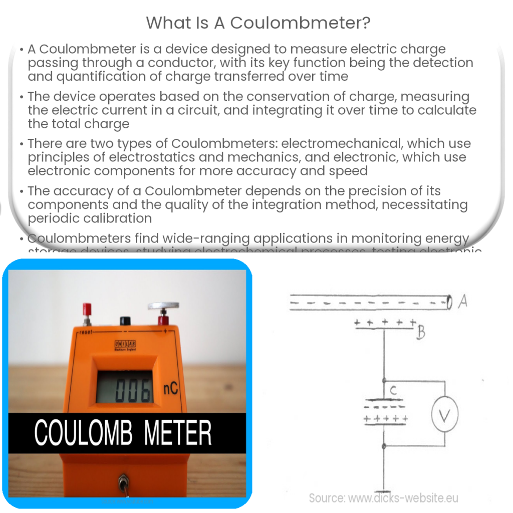 How does a Coulombmeter work in measuring electric charge?