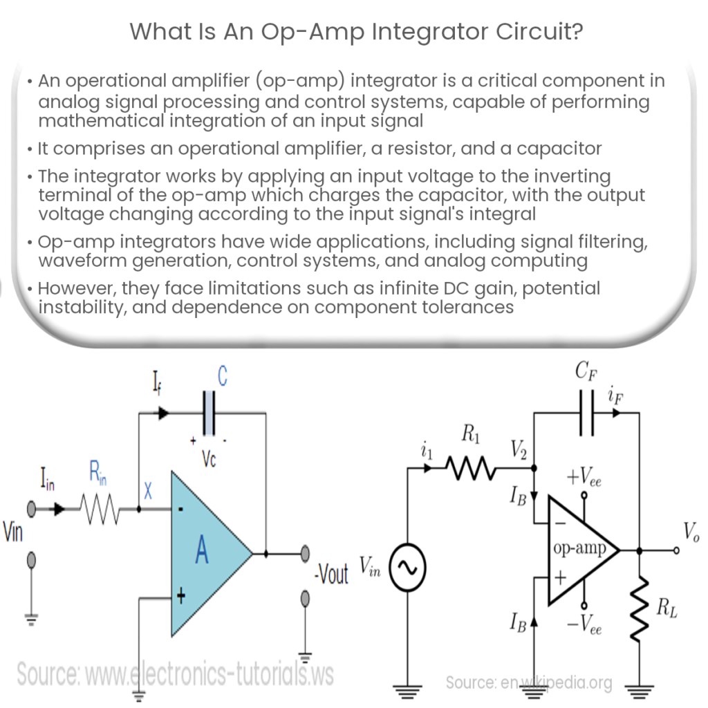 What is the role of a capacitor in an integrator circuit?