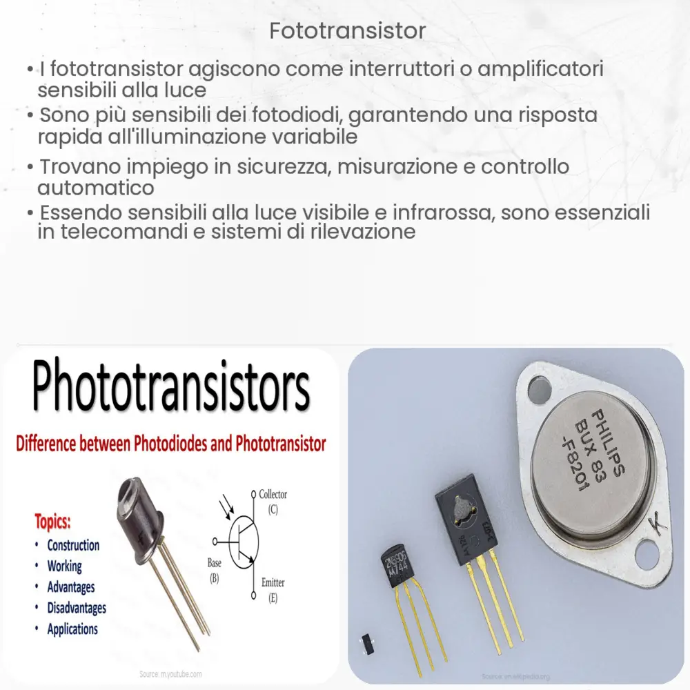 Fototransistor| Come funziona, Applicazione e Vantaggi