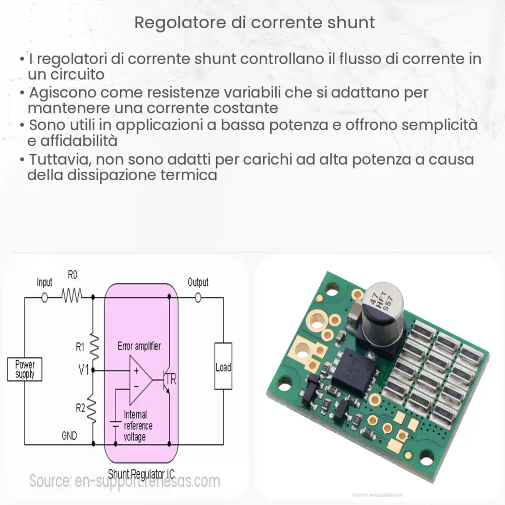 Regolatore di corrente shunt| Come funziona, Applicazione e Vantaggi