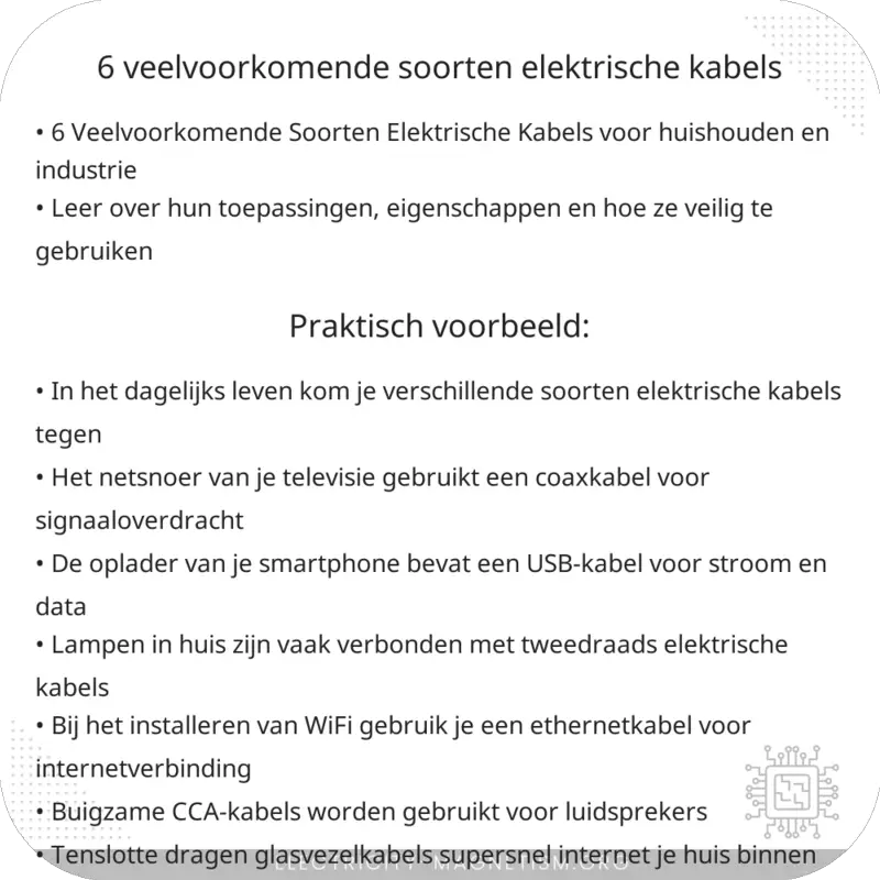 6 Veelvoorkomende Soorten Elektrische Kabels – Electricity – Magnetism