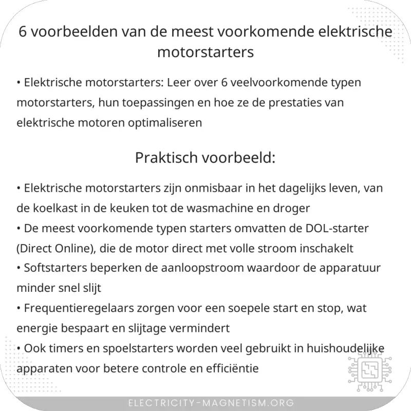 6 Soorten Veelvoorkomende Elektrische Motorstarters