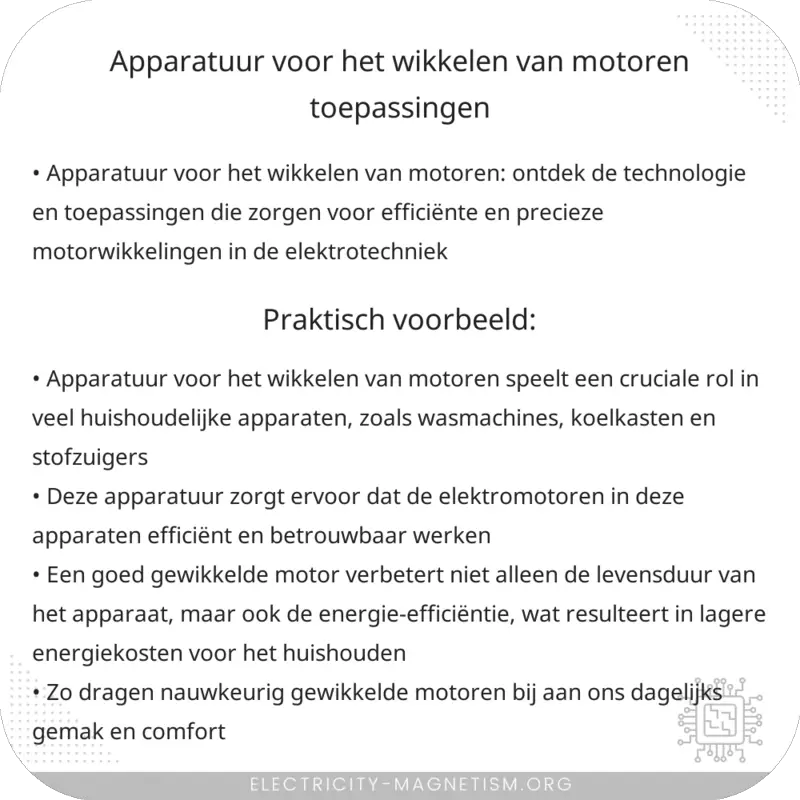 Apparatuur voor het Wikkelen van Motoren | Toepassingen