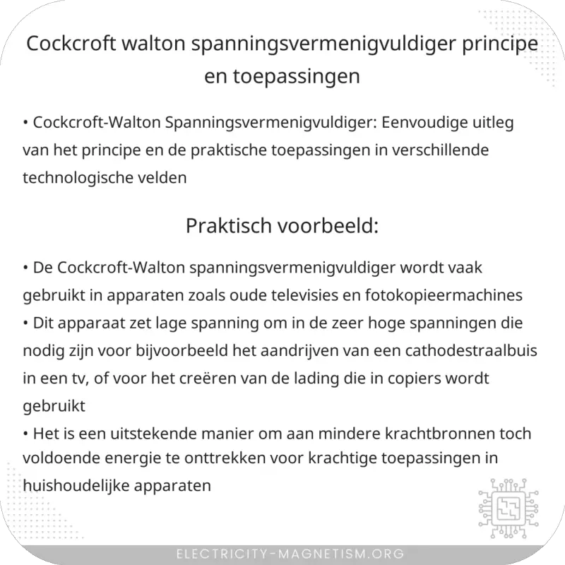 Cockcroft-Walton Spanningsvermenigvuldiger | Principe en Toepassingen ...