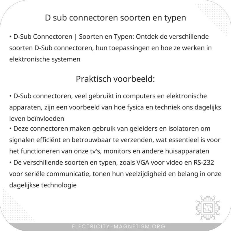 D-Sub Connectoren | Soorten en Typen