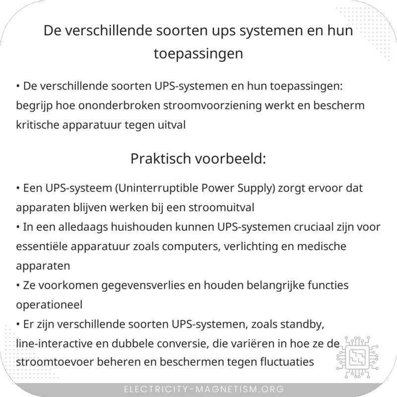 De verschillende soorten UPS-systemen en hun toepassingen