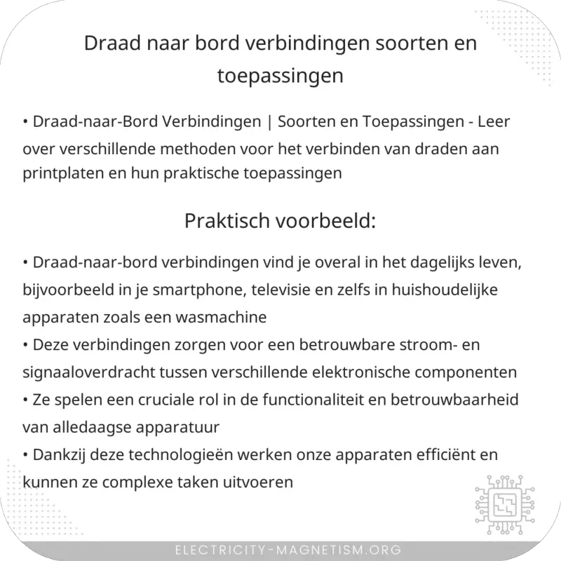 Draad-naar-Bord Verbindingen | Soorten en Toepassingen