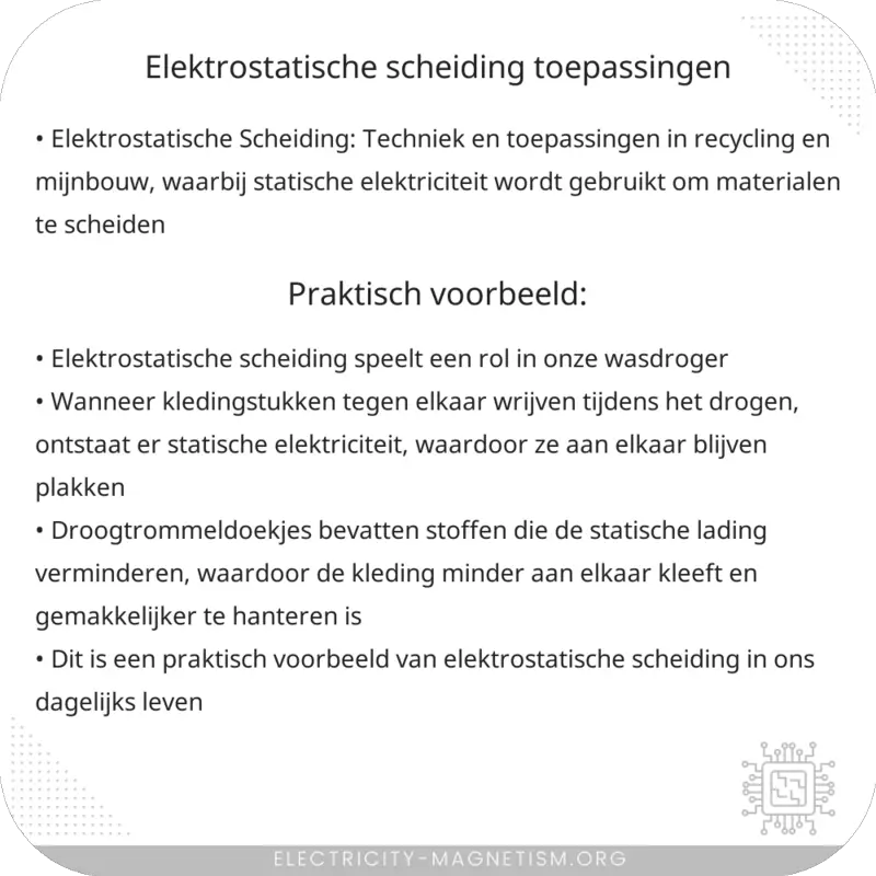 Elektrostatische Scheiding | Toepassingen
