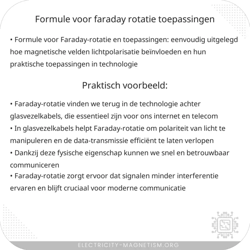 Formule voor Faraday-rotatie | Toepassingen