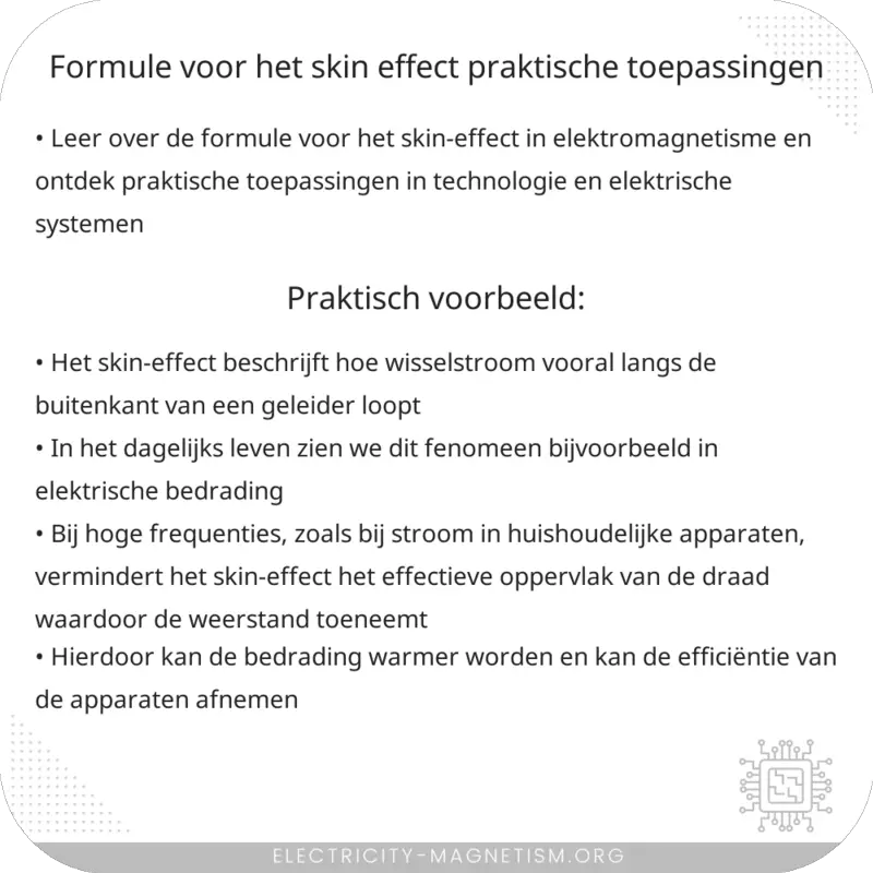 Formule voor het skin-effect | Praktische Toepassingen