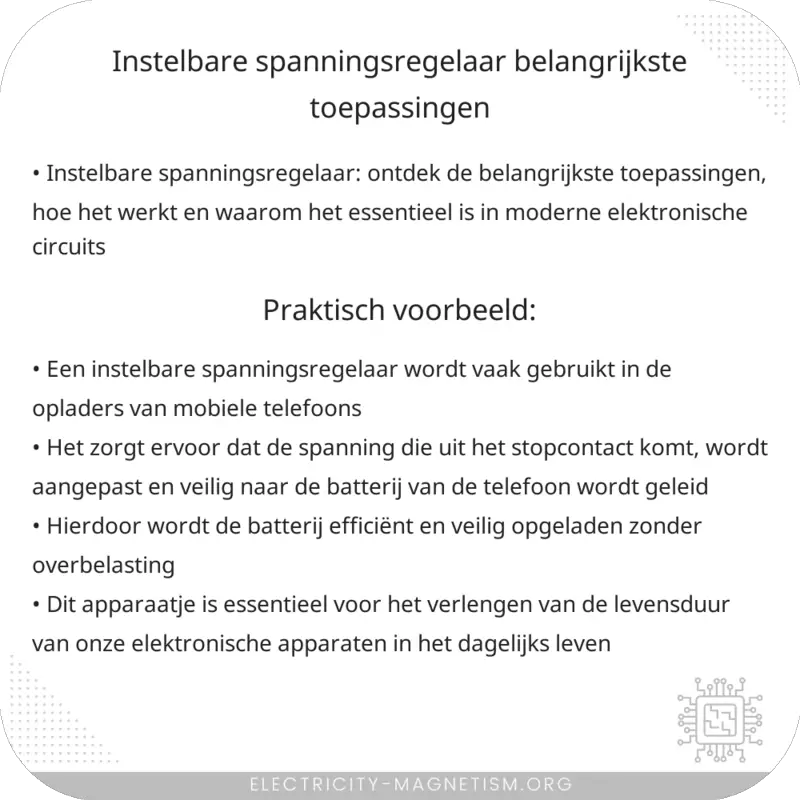 Instelbare Spanningsregelaar | Belangrijkste Toepassingen – Electricity ...