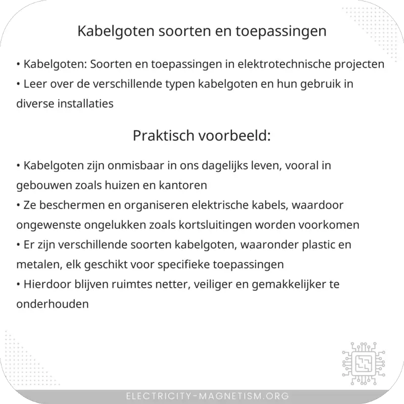 Kabelgoten | Soorten en Toepassingen