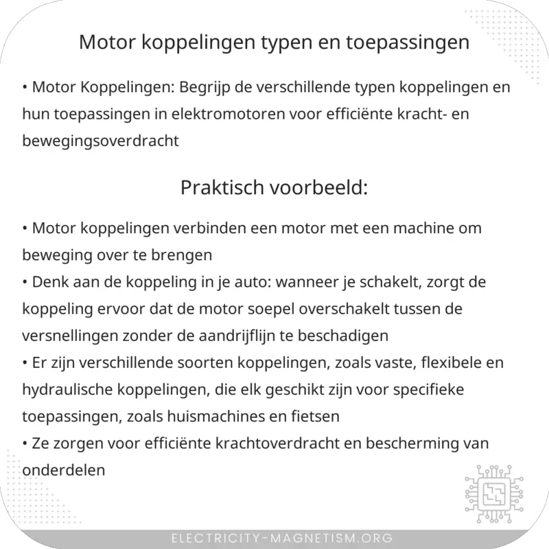 Motor Koppelingen | Typen en Toepassingen – Electricity – Magnetism
