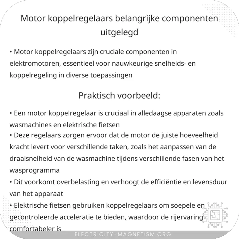 Motor Koppelregelaars | Belangrijke Componenten Uitgelegd – Electricity – Magnetism