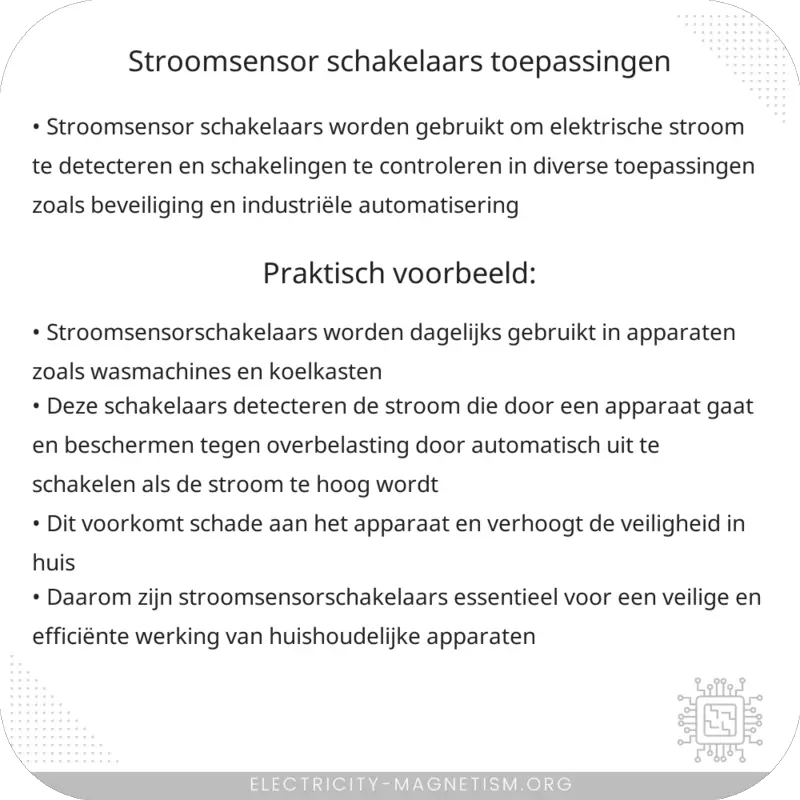 Stroomsensor Schakelaars | Toepassingen