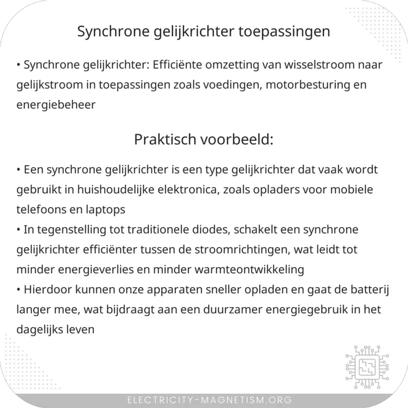Synchrone gelijkrichter | Toepassingen – Electricity – Magnetism