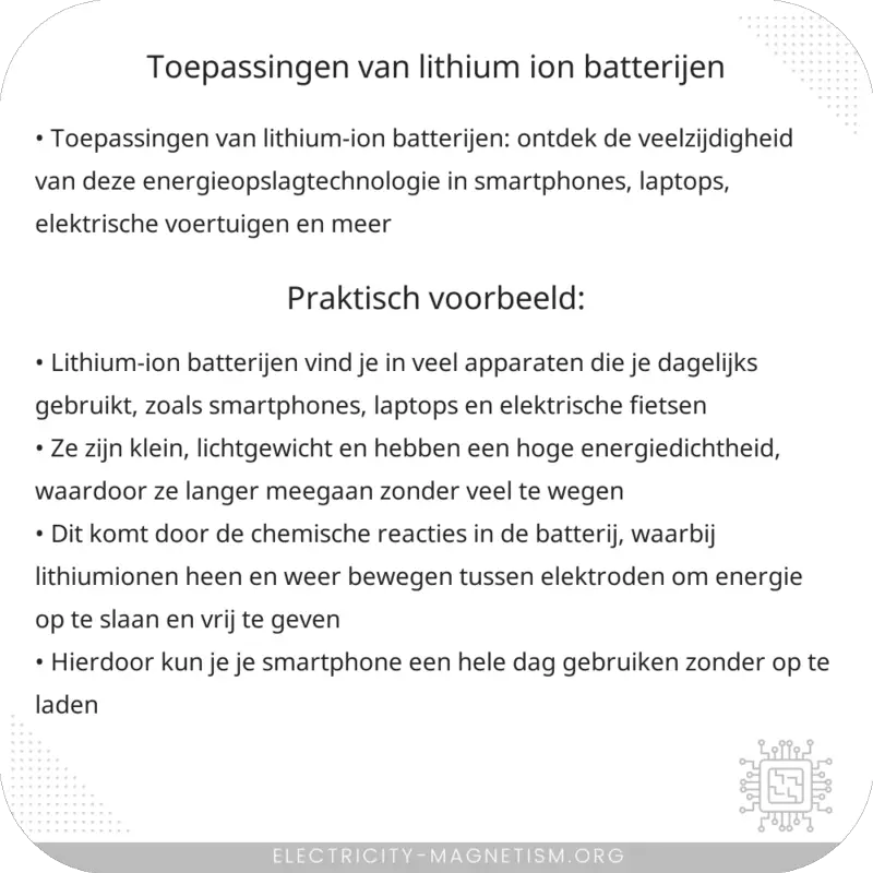 Toepassingen van Lithium-ion Batterijen – Electricity – Magnetism