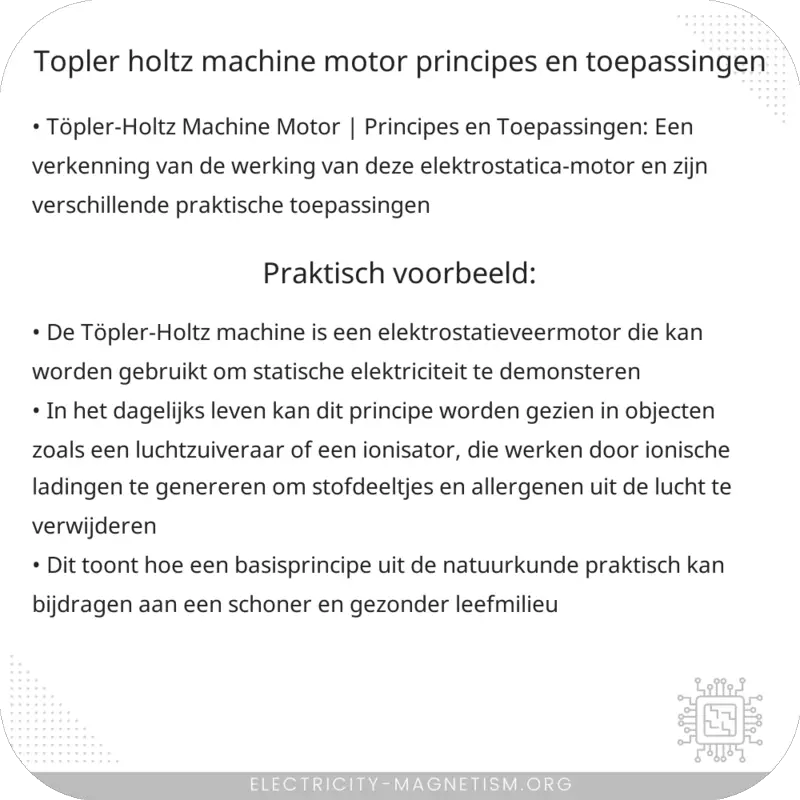 Töpler-Holtz Machine Motor | Principes en Toepassingen – Electricity ...