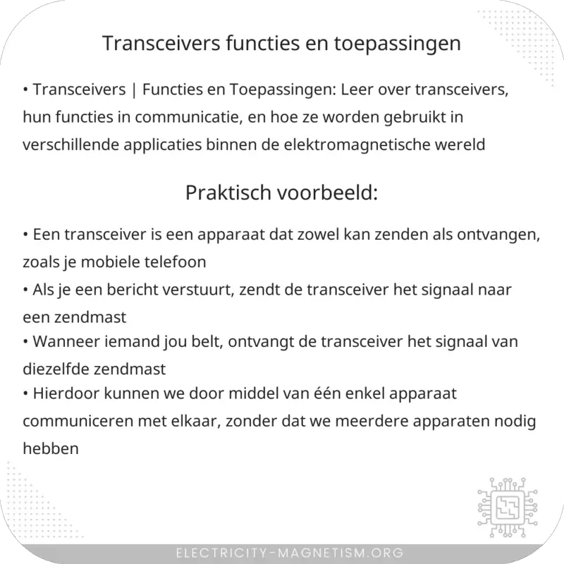 Transceivers | Functies en Toepassingen – Electricity – Magnetism