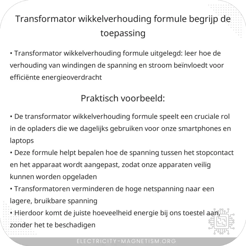 Transformator Wikkelverhouding Formule | Begrijp de Toepassing ...