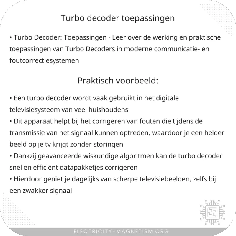Turbo Decoder: Toepassingen – Electricity – Magnetism