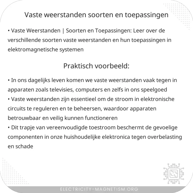 Wat is het verschil tussen vaste en variabele weerstanden?