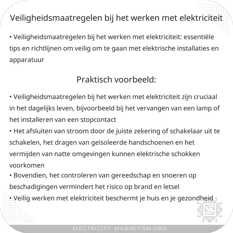 Veiligheidsmaatregelen bij het werken met elektriciteit