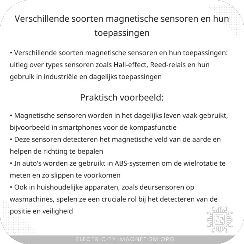 Verschillende soorten magnetische sensoren en hun toepassingen