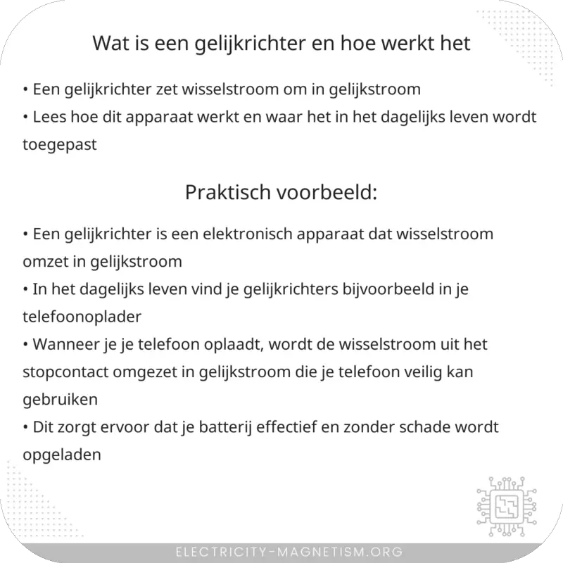 Wat is een gelijkrichter en hoe werkt het?