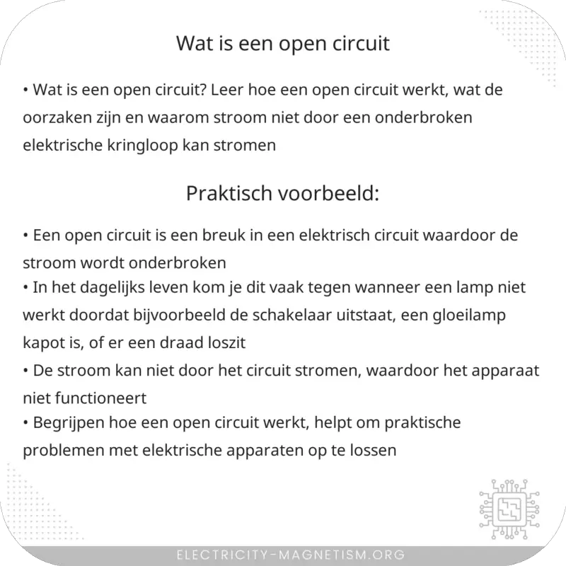 Wat is een open circuit?