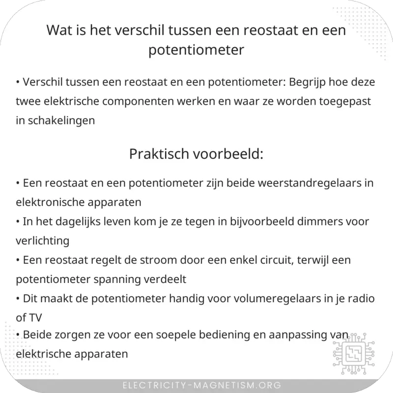Wat is het verschil tussen een reostaat en een potentiometer ...