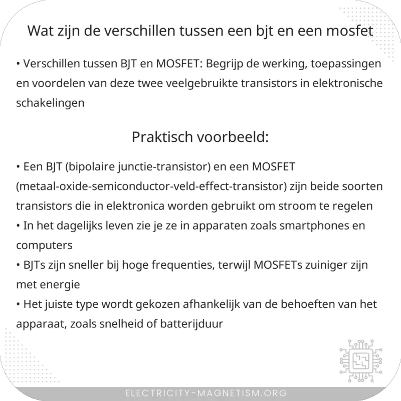Wat zijn de verschillen tussen een BJT en een MOSFET? – Electricity ...