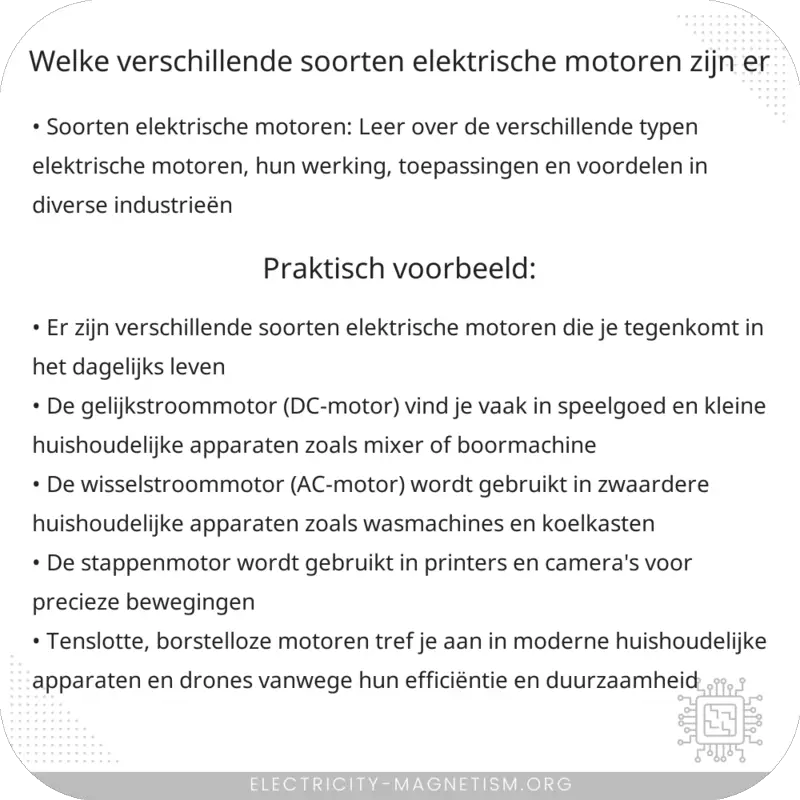 Welke verschillende soorten elektrische motoren zijn er? – Electricity ...