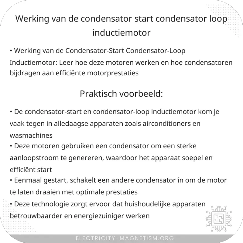 Werking van de Condensator-Start Condensator-Loop Inductiemotor ...