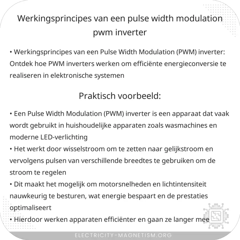 Werkingsprincipes van een Pulse Width Modulation (PWM) inverter