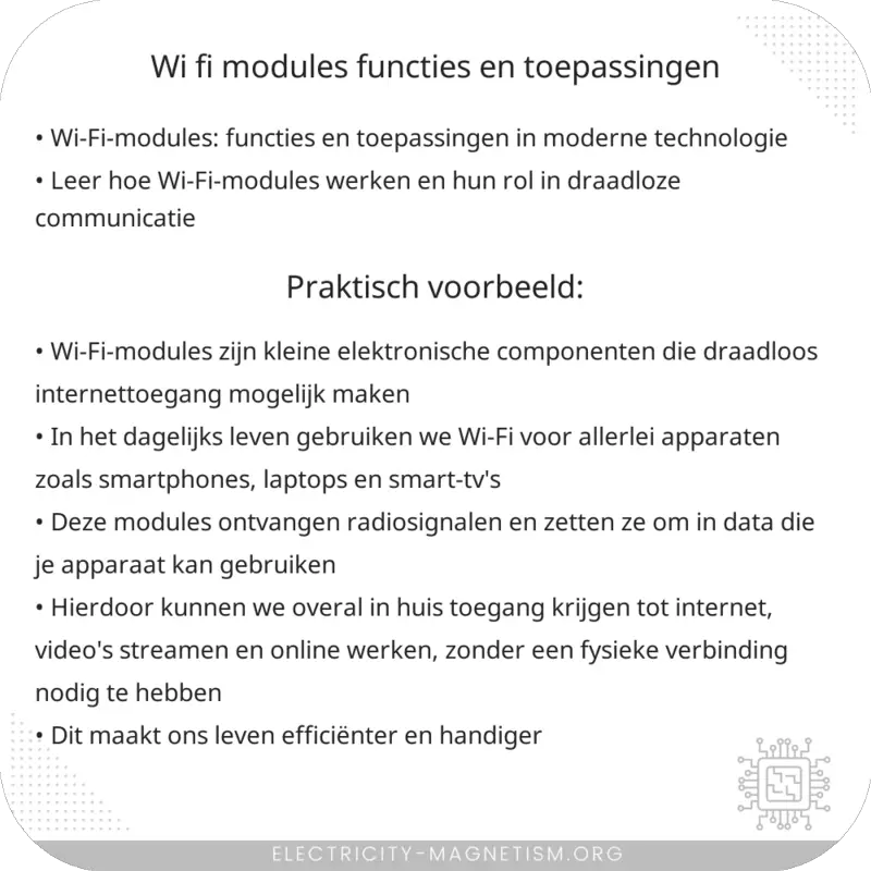 Wi-Fi Modules | Functies en Toepassingen