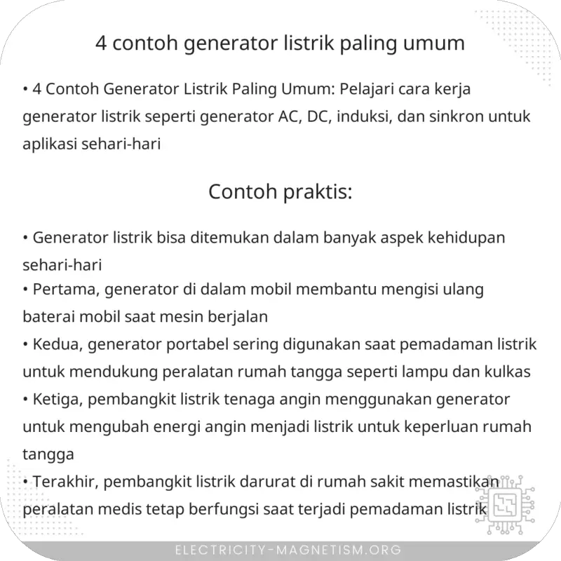 4 Contoh Generator Listrik Paling Umum