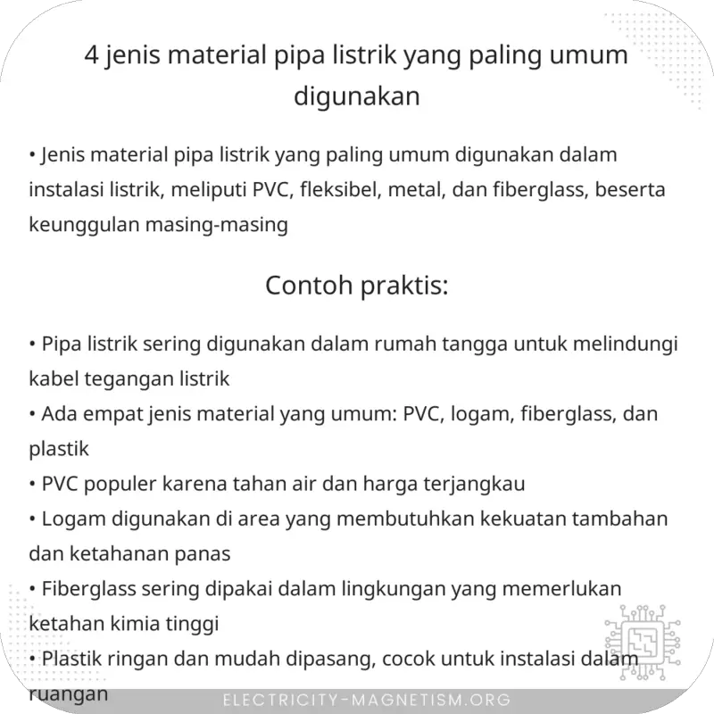 4 Jenis Material Pipa Listrik yang Paling Umum Digunakan