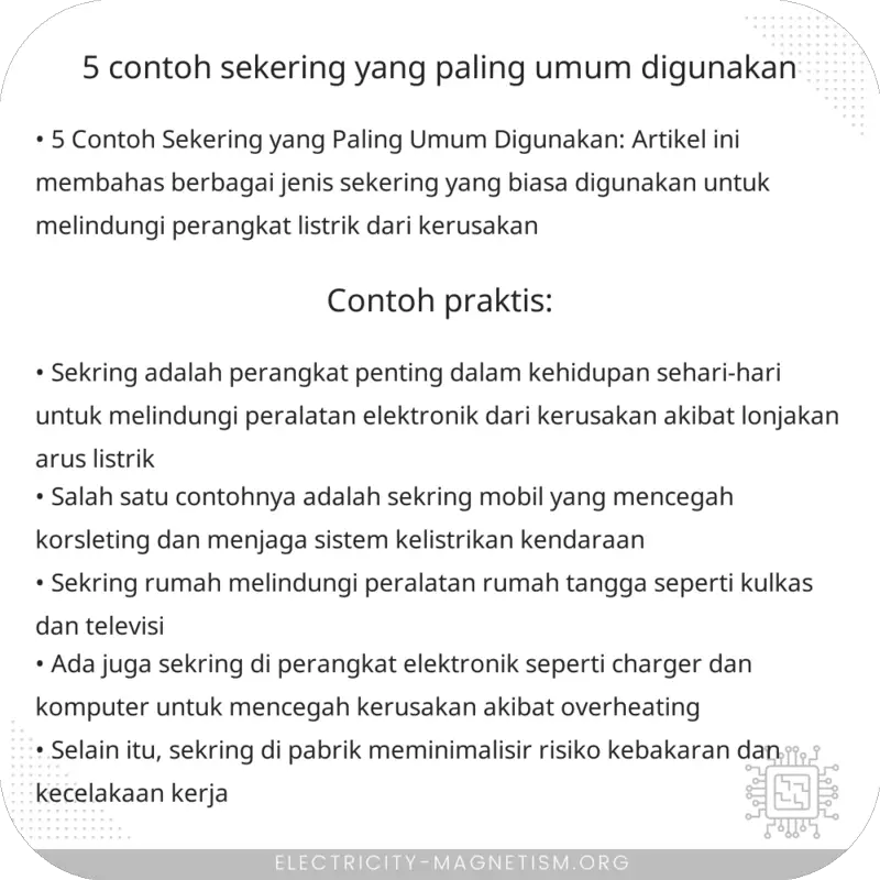 5 Contoh Sekering yang Paling Umum Digunakan