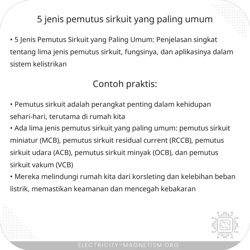 5 Jenis Pemutus Sirkuit yang Paling Umum – Electricity – Magnetism