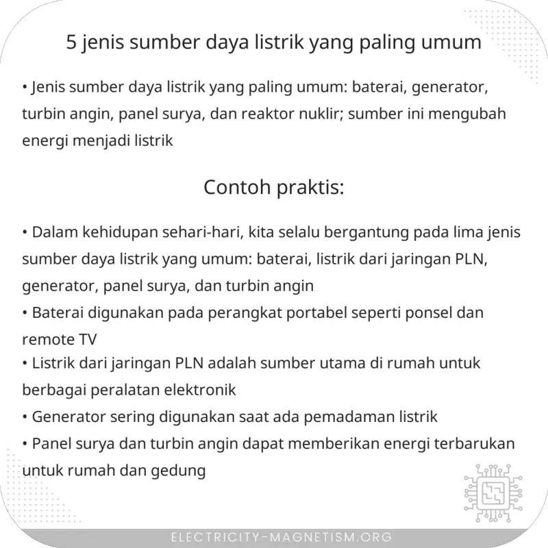 5 Jenis Sumber Daya Listrik yang Paling Umum