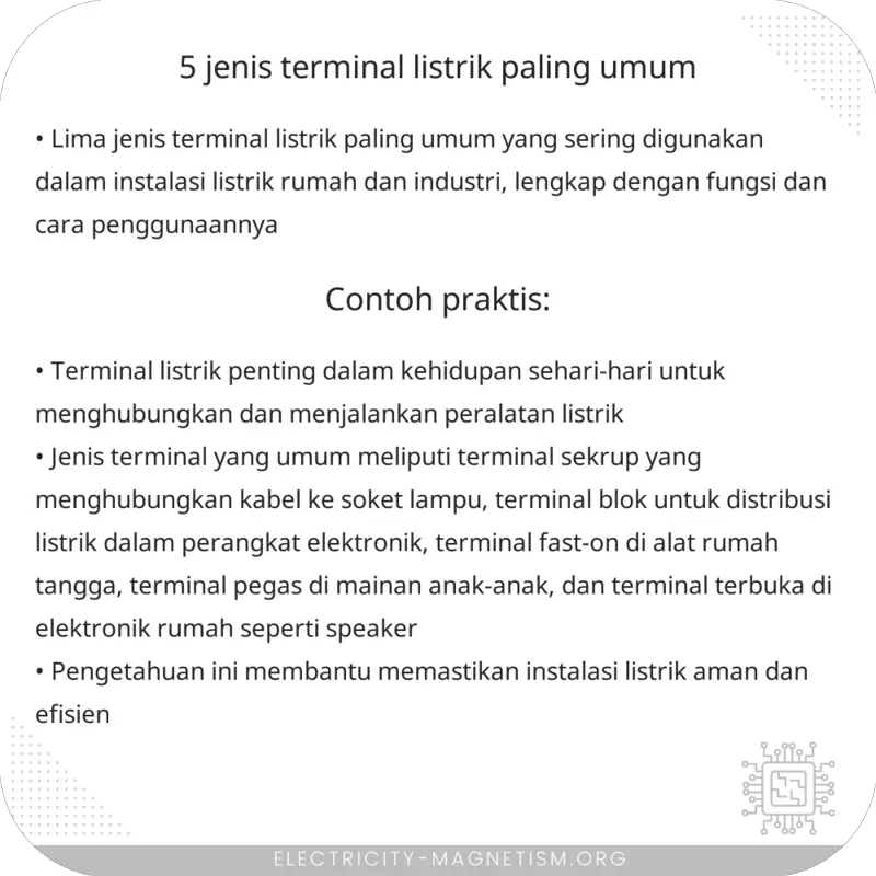 5 Jenis Terminal Listrik Paling Umum – Electricity – Magnetism