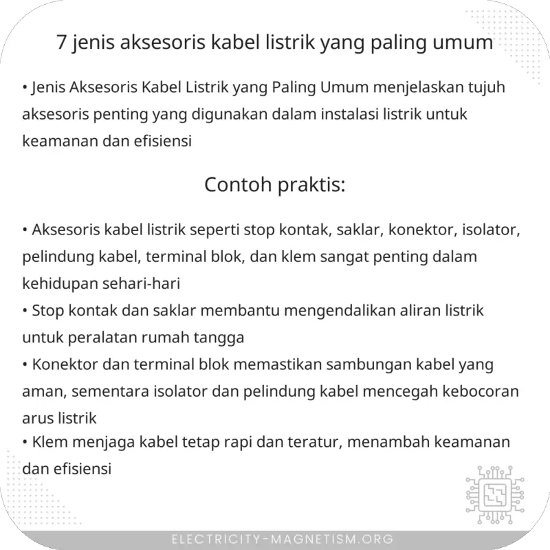 7 Jenis Aksesoris Kabel Listrik yang Paling Umum