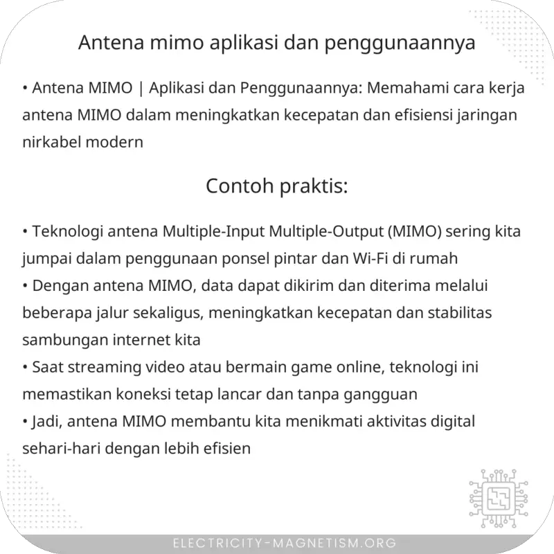 Antena MIMO | Aplikasi dan Penggunaannya – Electricity – Magnetism