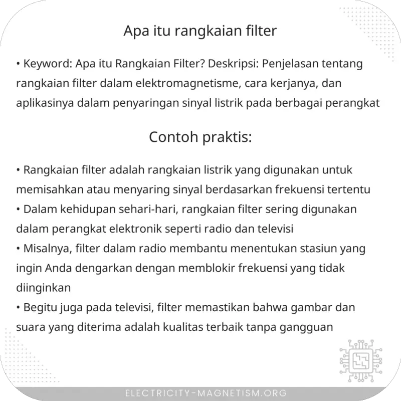 Apa itu Rangkaian Filter? – Electricity – Magnetism
