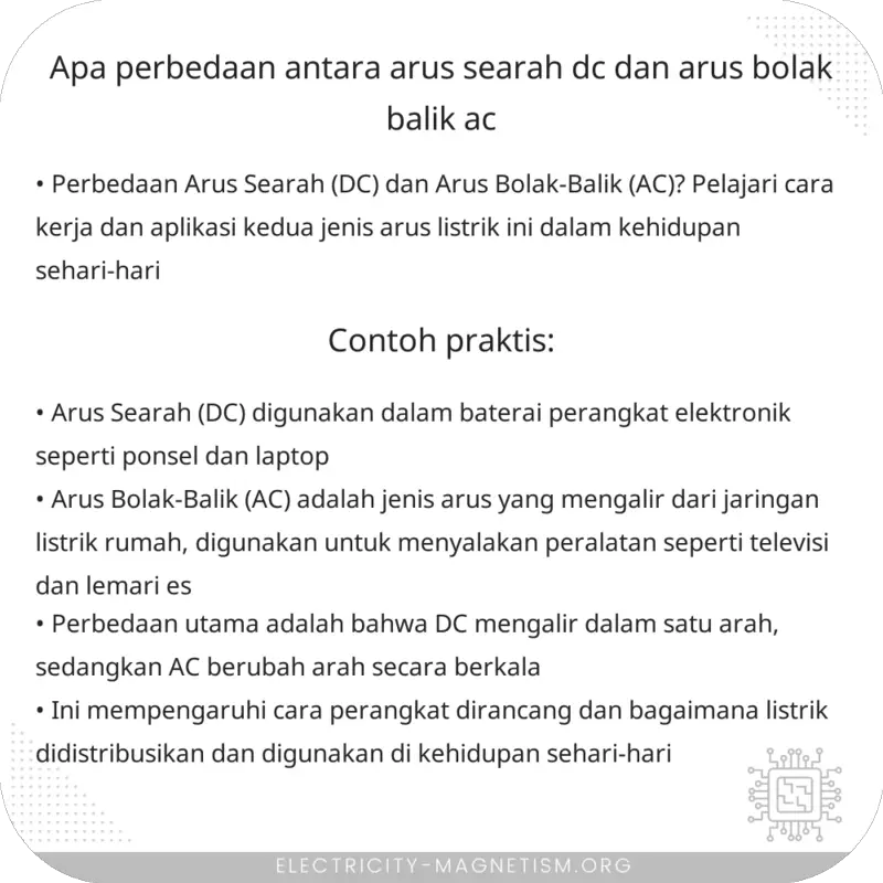 Apa Perbedaan Antara Arus Searah (DC) dan Arus Bolak-Balik (AC ...
