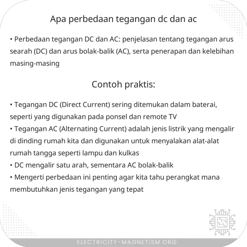Apa Perbedaan Tegangan Dc Dan Ac Electricity Magnetism
