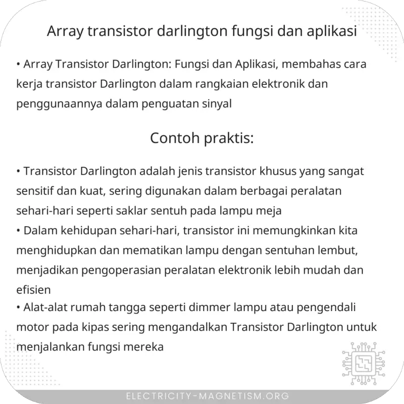 Array Transistor Darlington | Fungsi dan Aplikasi